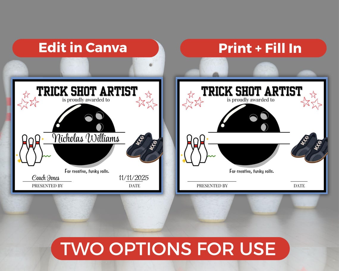 Editable Bowling Award Certificates, 101 Printable End of Season ...