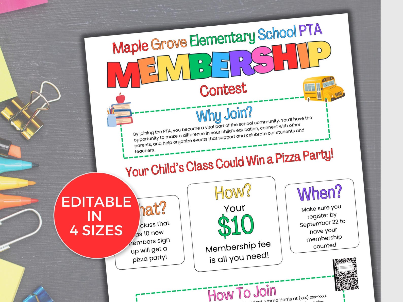 EDITABLE PTA PTO Membership Contest Flyer Template, Pta Recruitment ...
