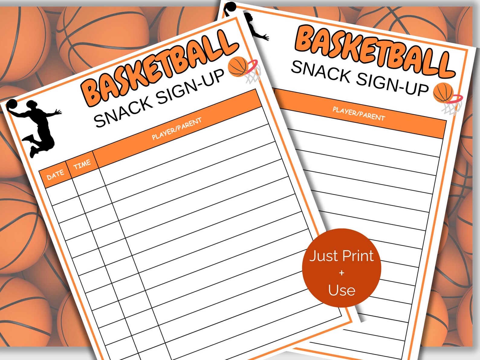 Basketball Snack Sign up Sheet, Printable Basketball Snack Schedule ...