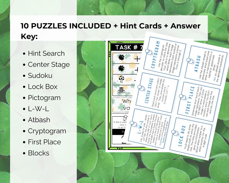 Shamrock Escape Room Game, Printable St. Patricks Day Escape Room Kit ...