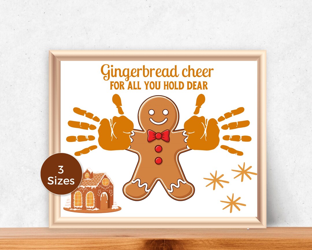Gingerbread Man Handprint Art, Christmas Handprint Craft for Toddlers ...