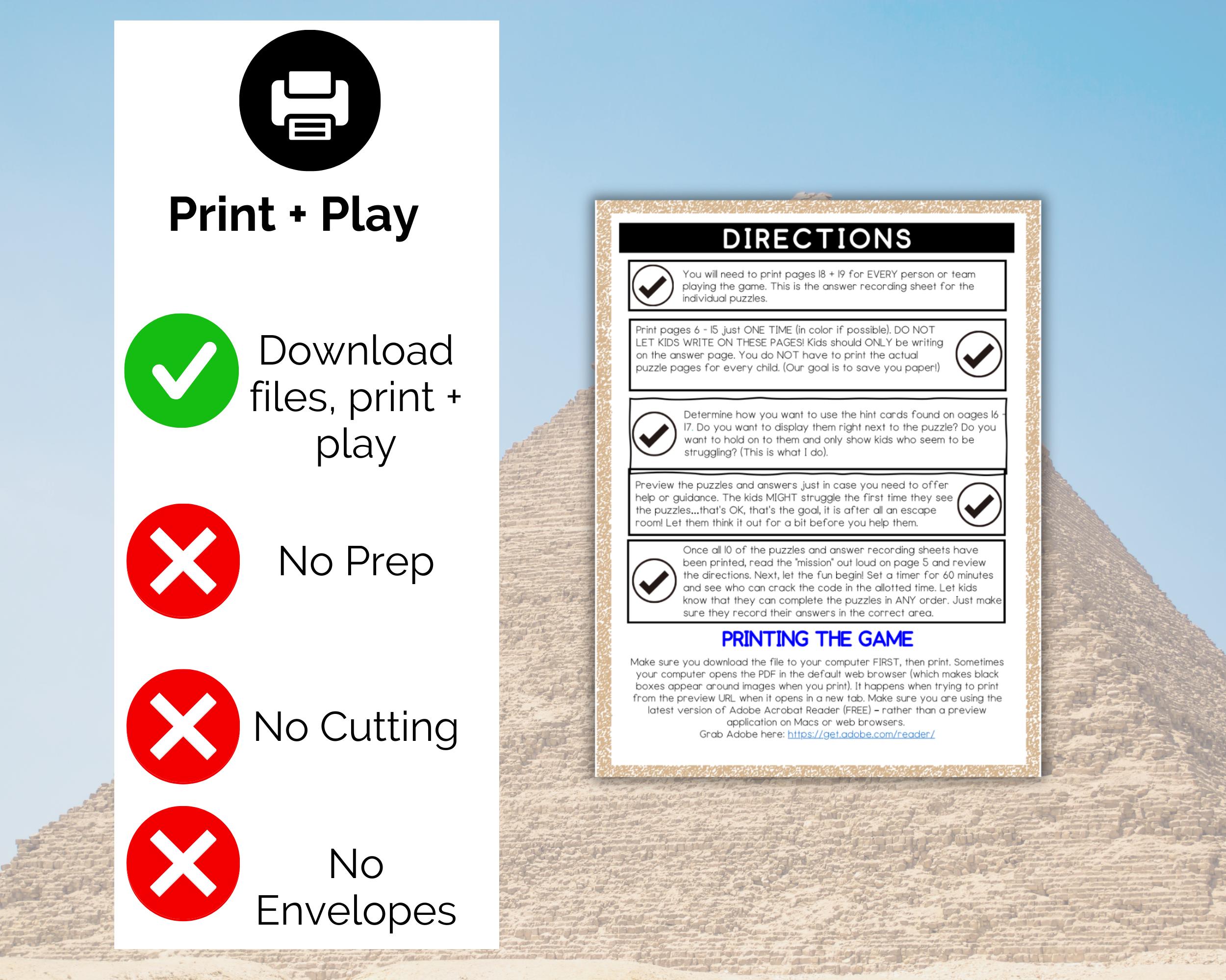 Pyramids Escape Room for Kids, Printable Escape Room Kit, Birthday ...