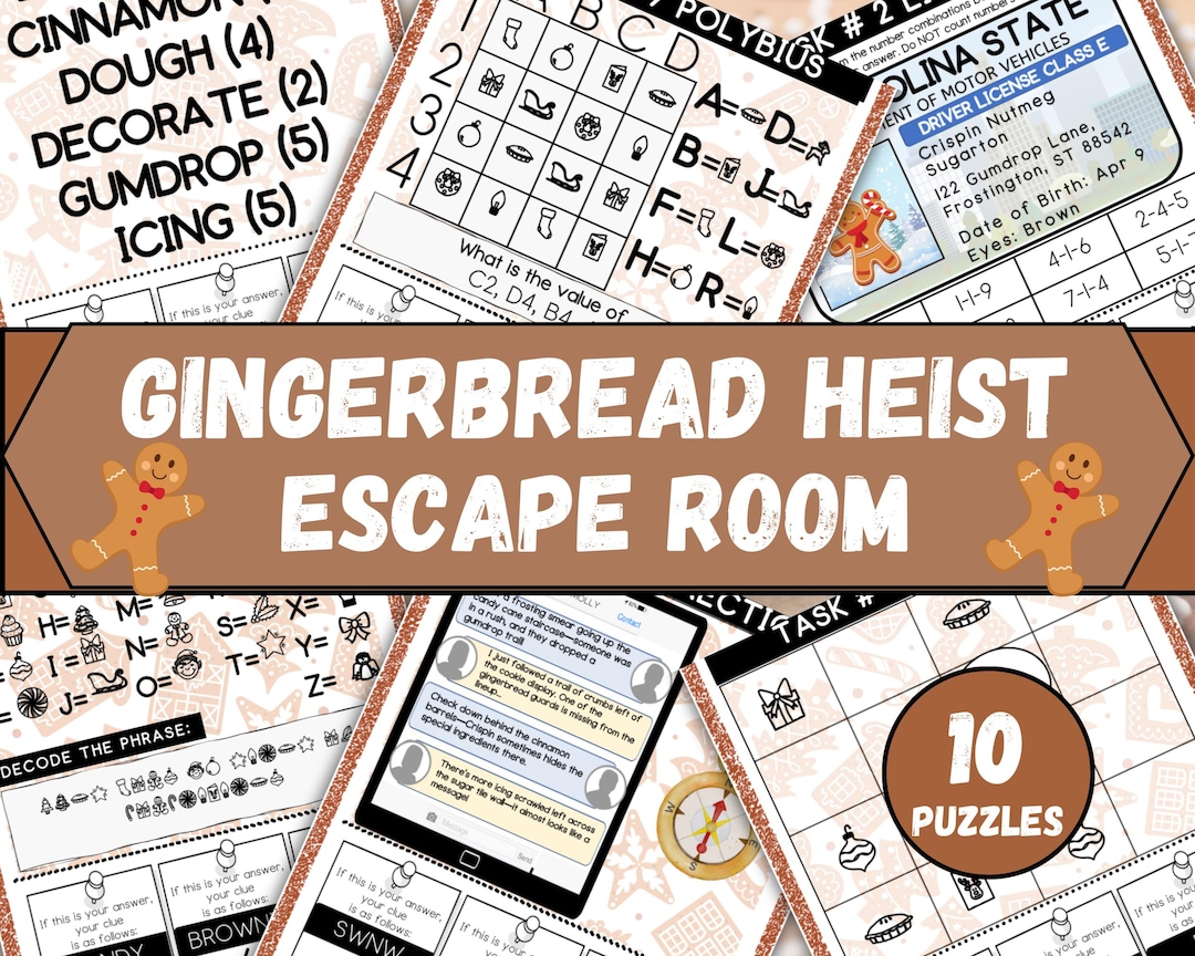 Gingerbread Escape Room for Kids, Printable Escape Room Kit, Christmas ...