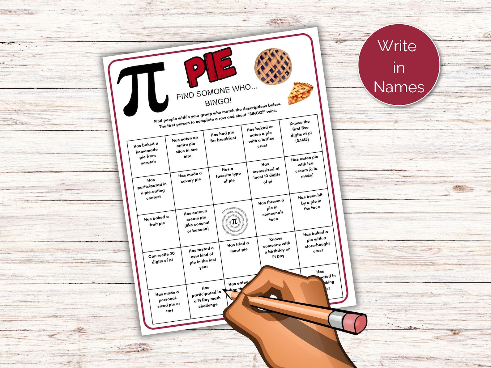 Pi Day Find Someone Who Game, Pi Day Party Mix and Mingle, Human Bingo ...