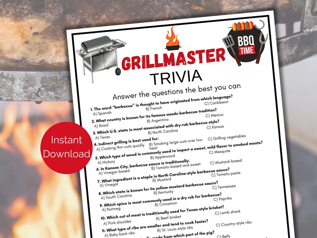 Grillmaster Trivia Game, BBQ Trivia, I Do BBQ Activity, BBQ Party Games ...