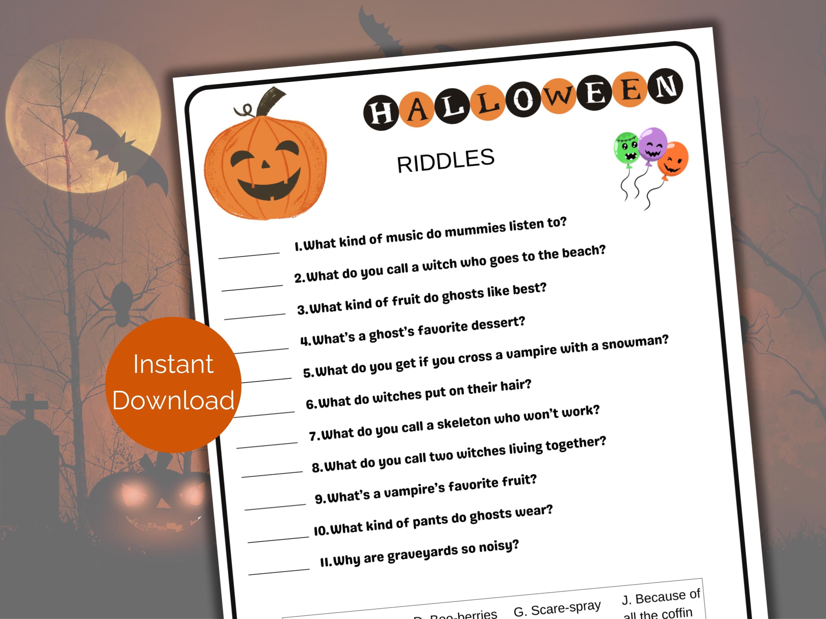 Halloween Riddles, Printable Halloween Jokes for Kids + Adults ...