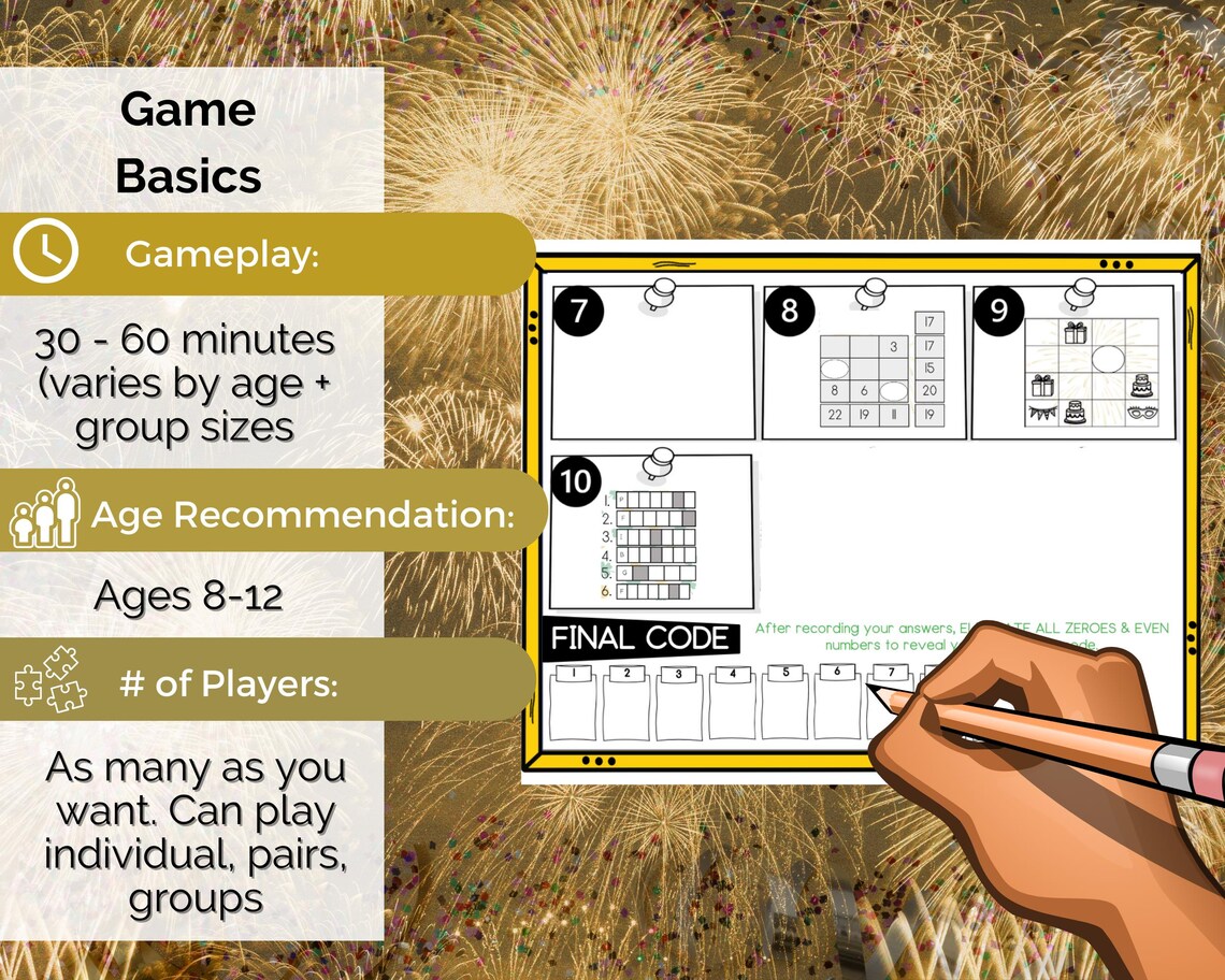 New Years Eve Escape Room Game, Printable NYE Escape Room for Kids or ...