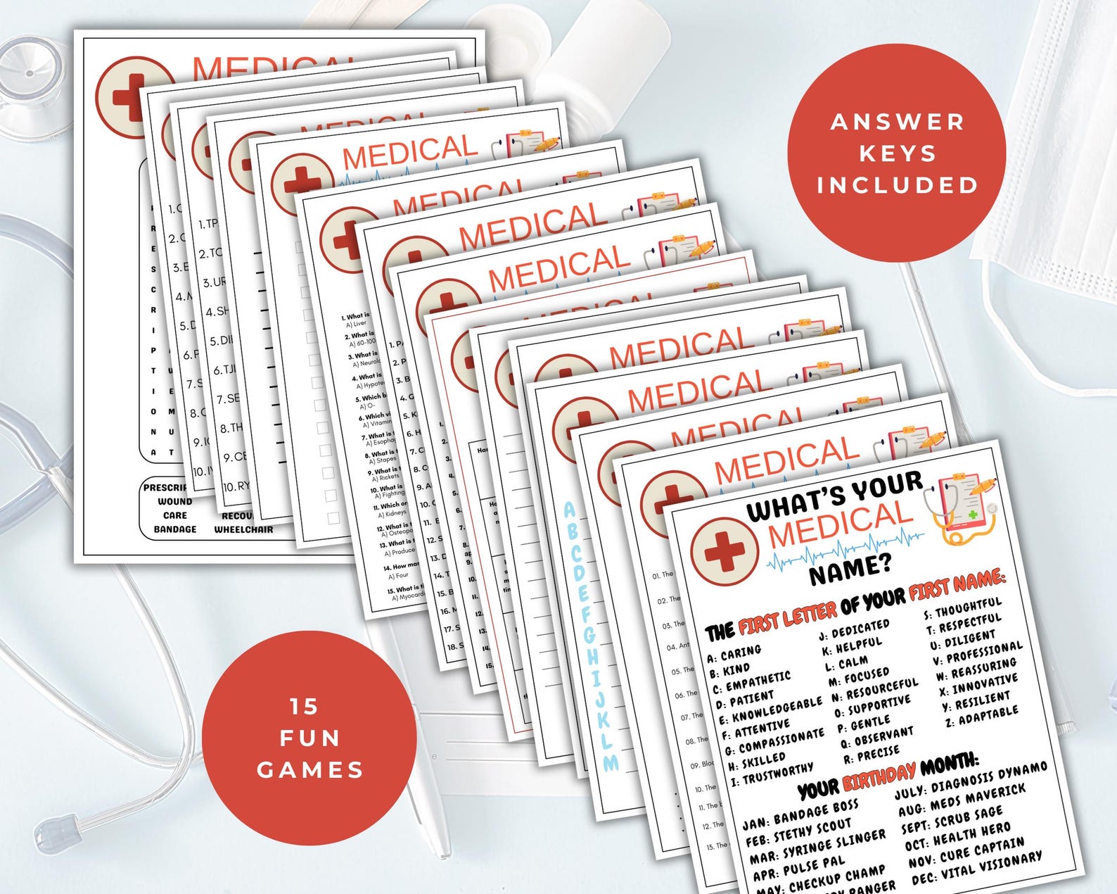 Medical Game Bundle, 15 Printable Medical Games, Nursing Games ...