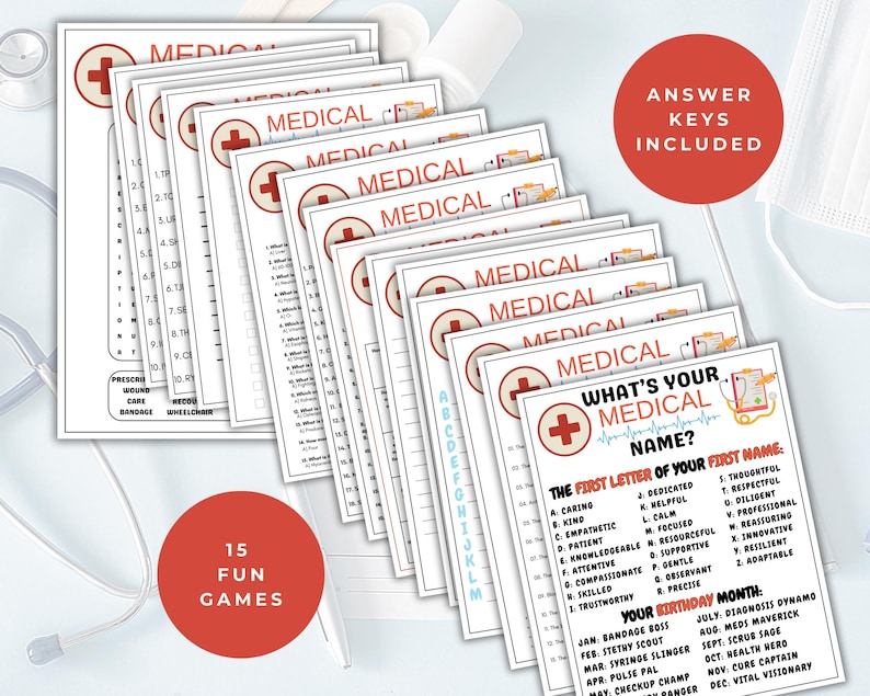 Medical Game Bundle, 15 Printable Medical Games, Nursing Games ...