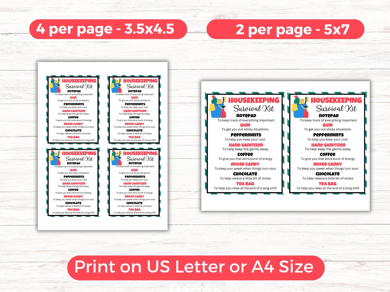 Editable Housekeeper Survival Kit Gift Tags, Housekeeping Appreciation ...