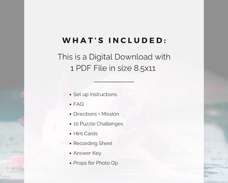 Axolotl Escape Room for Kids, Printable Escape Room Kit, Axolotl ...