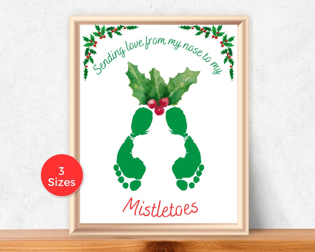 Mistletoe Footprint Art, Christmas Handprint Craft for Toddlers ...