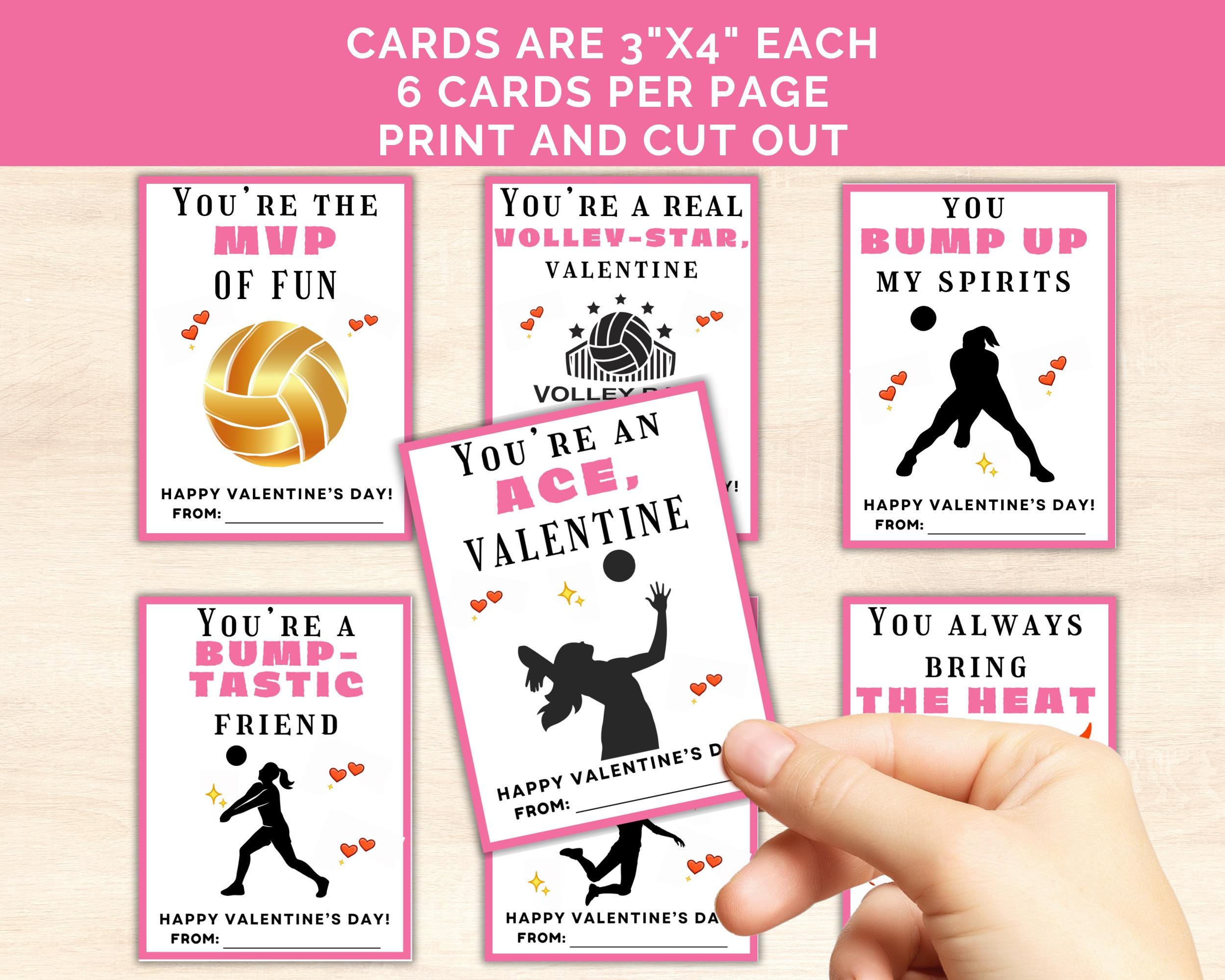 Volleyball Valentine Cards, 12 Printable Sports Valentines, Funny ...