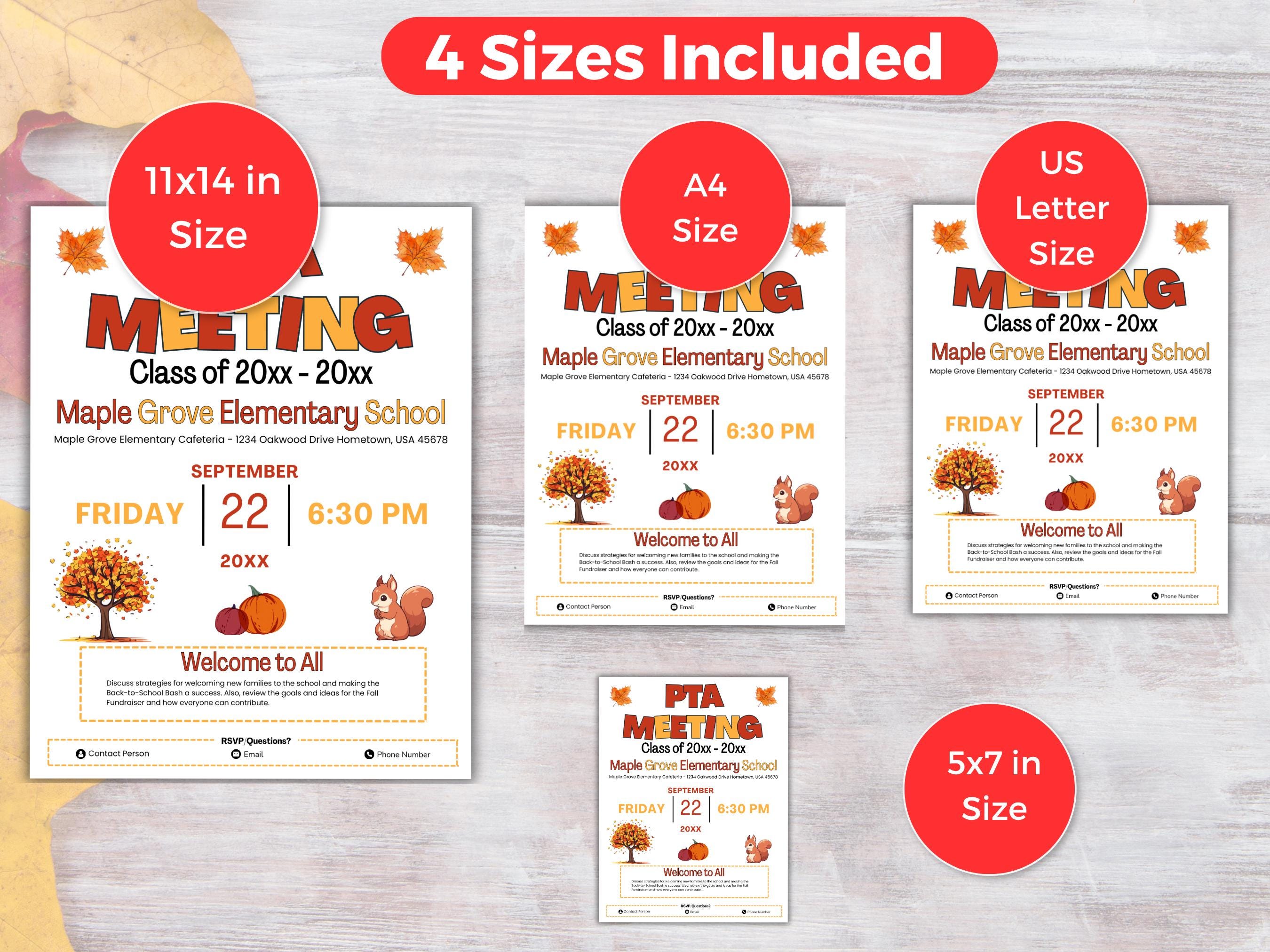 EDITABLE PTO PTA September Meeting Flyer Template, Pto/pta Information ...