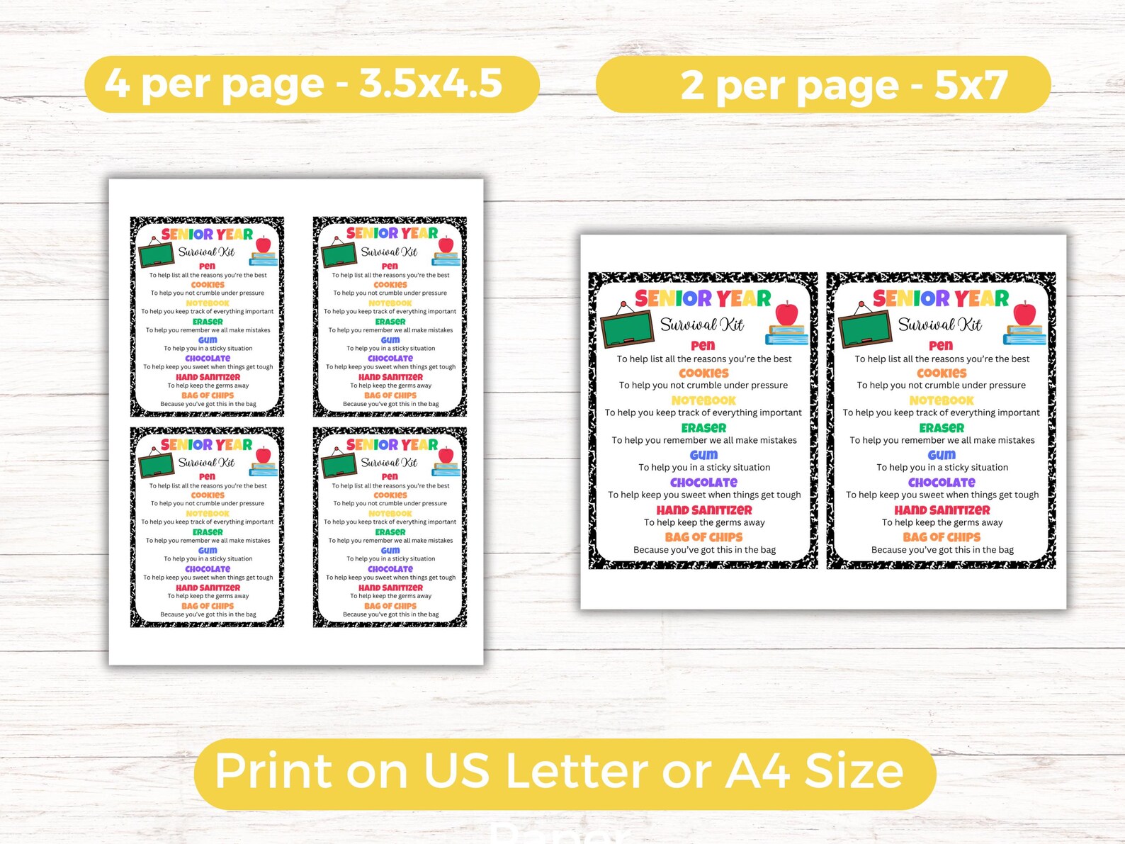 Editable Senior Year Survival Kit Gift Tags, Back to School Gift Tag ...