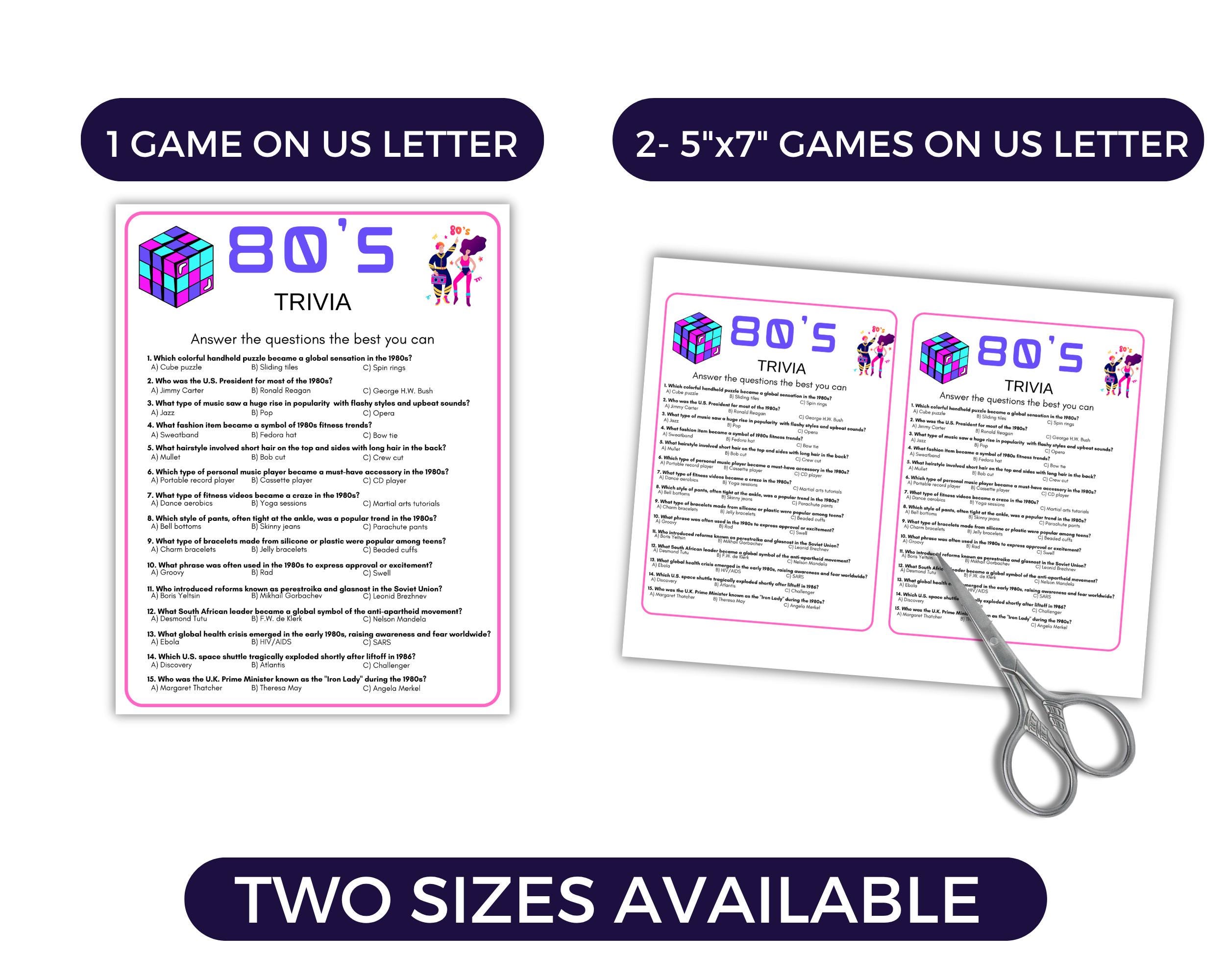 80s Party Game Bundle, 12 Printable 80s Activities, 80s Games for Kids ...
