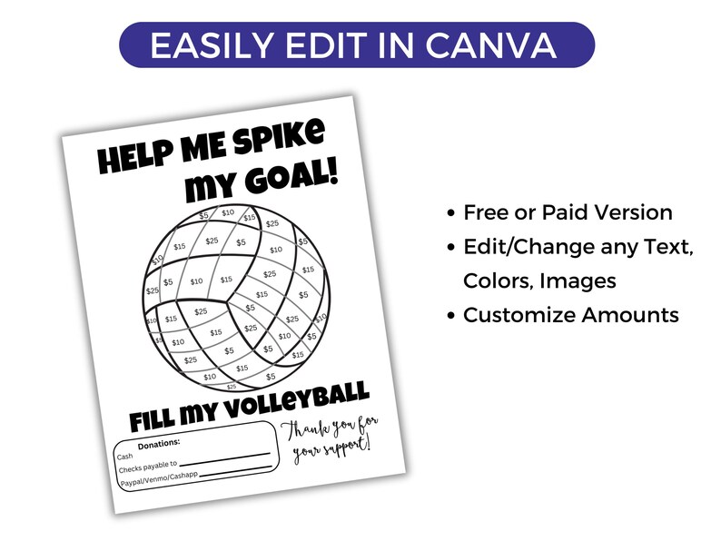 Editable Fill My Volleyball Fundraiser Template, Volleyball Fundraiser ...