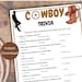 Cowboy Trivia Game, Printable Cowboy Trivia, Cowboy Quiz, Cowboy Party ...