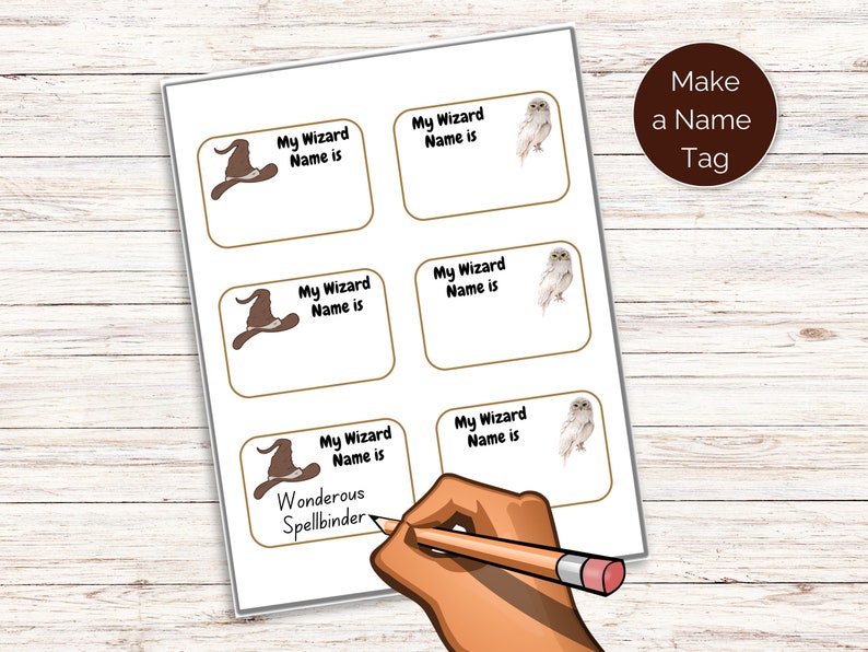 What's Your Wizard Name Game + Name Tags, Wizard Birthday Game, Wizard ...
