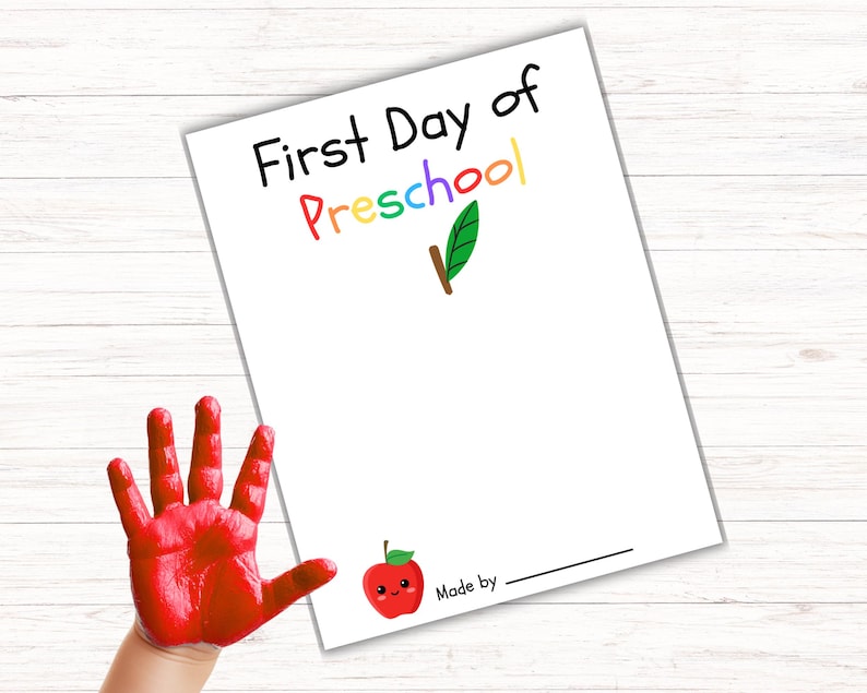 First Day of Preschool Handprint Art, Apple Handprint Craft, Preschool ...