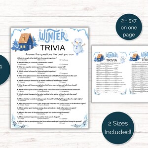 Winter Trivia Game, Winter Quiz, Printable Winter Games for Kids or ...