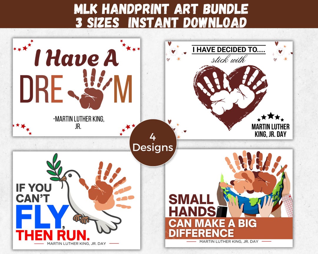 MLK Day Handprint Art Bundle, Martin Luther King Day Handprint Craft ...