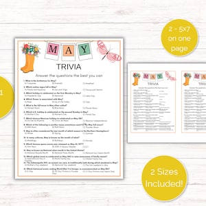 May Trivia Game, May Quiz, Printable Month Party Game, Spring Trivia ...