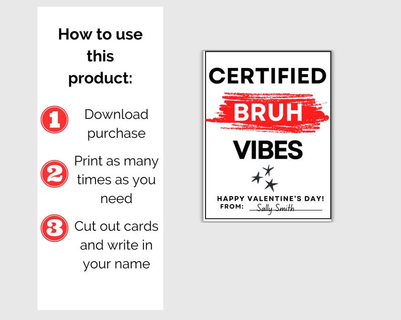 Bruh Valentine Cards, 12 Printable Funny Teen Valentines, Snarky ...