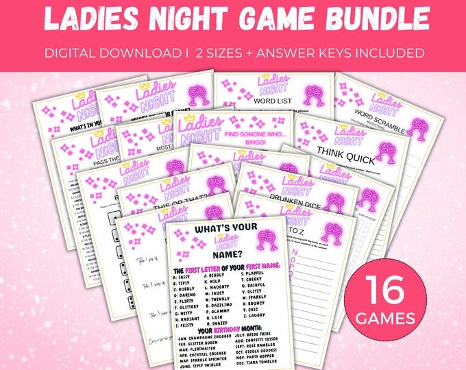 Printable Ladies Night Games Bundle Girl Night Games Adult Ladies Party ...