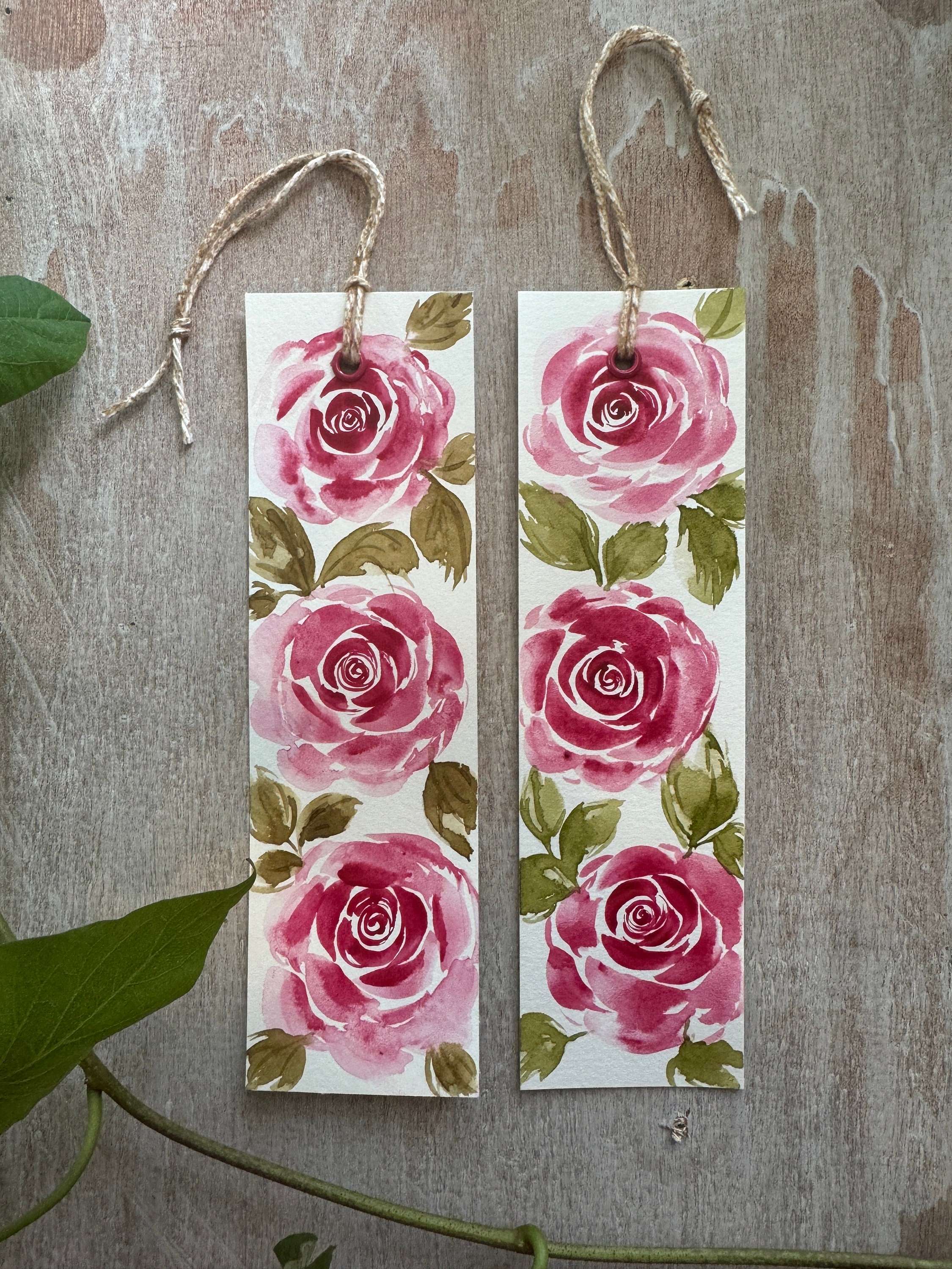 Hand-painted Bookmark, Watercolor Rose - Book Reader Gifts - Bridal ...