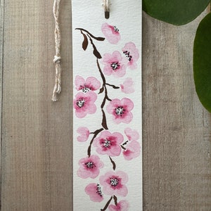 Hand-painted Bookmark, Watercolor Japanese Cherry Blossom Spring Book ...