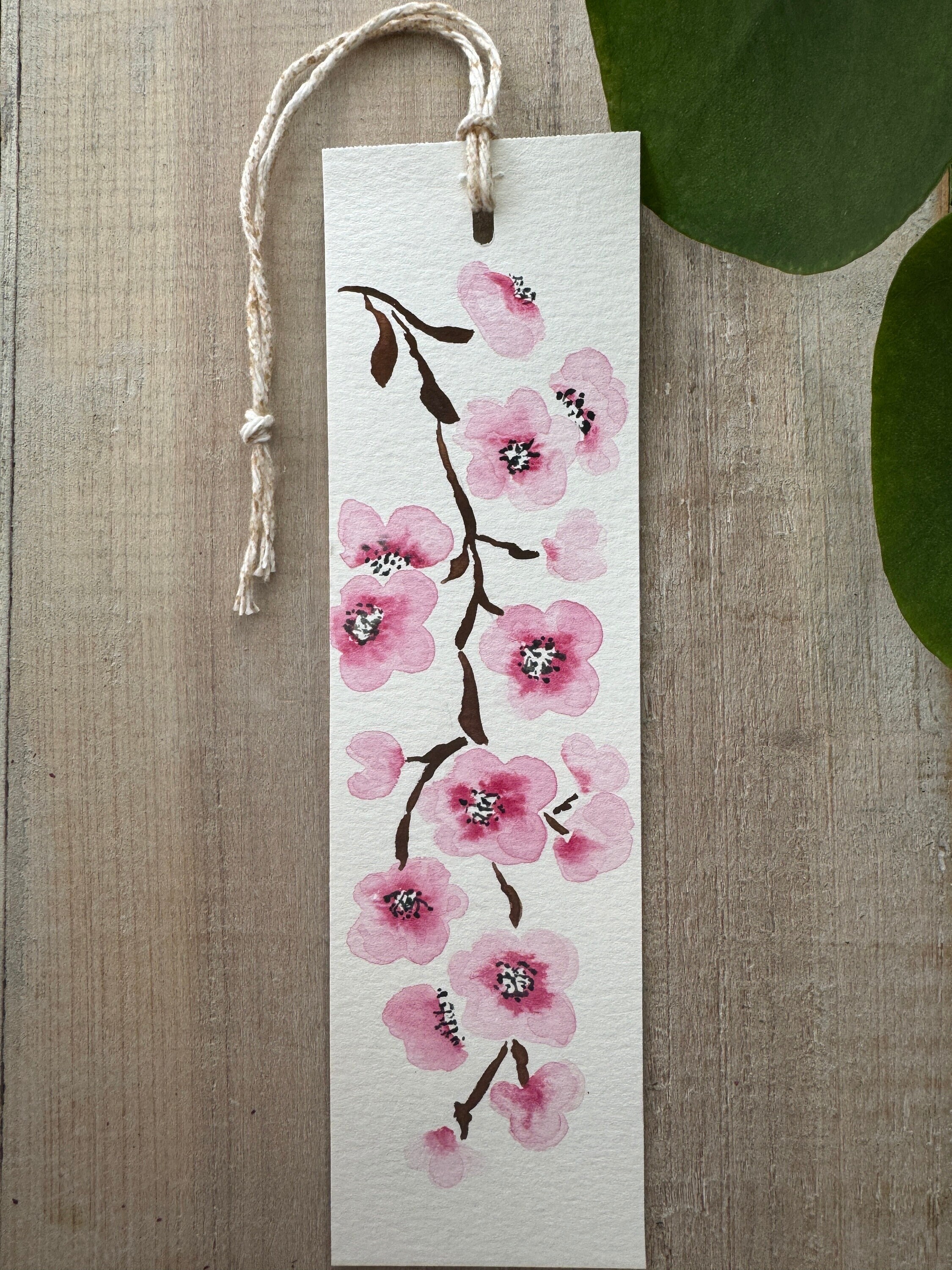 Hand-painted Bookmark, Watercolor Japanese Cherry Blossom Spring Book ...