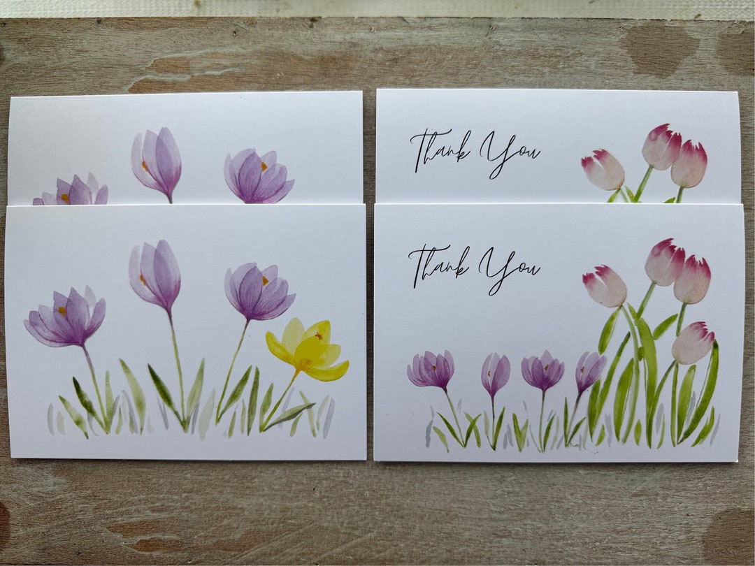 Spring Flower Cards | Set of 4 | Floral Stationery | Hand Painted ...