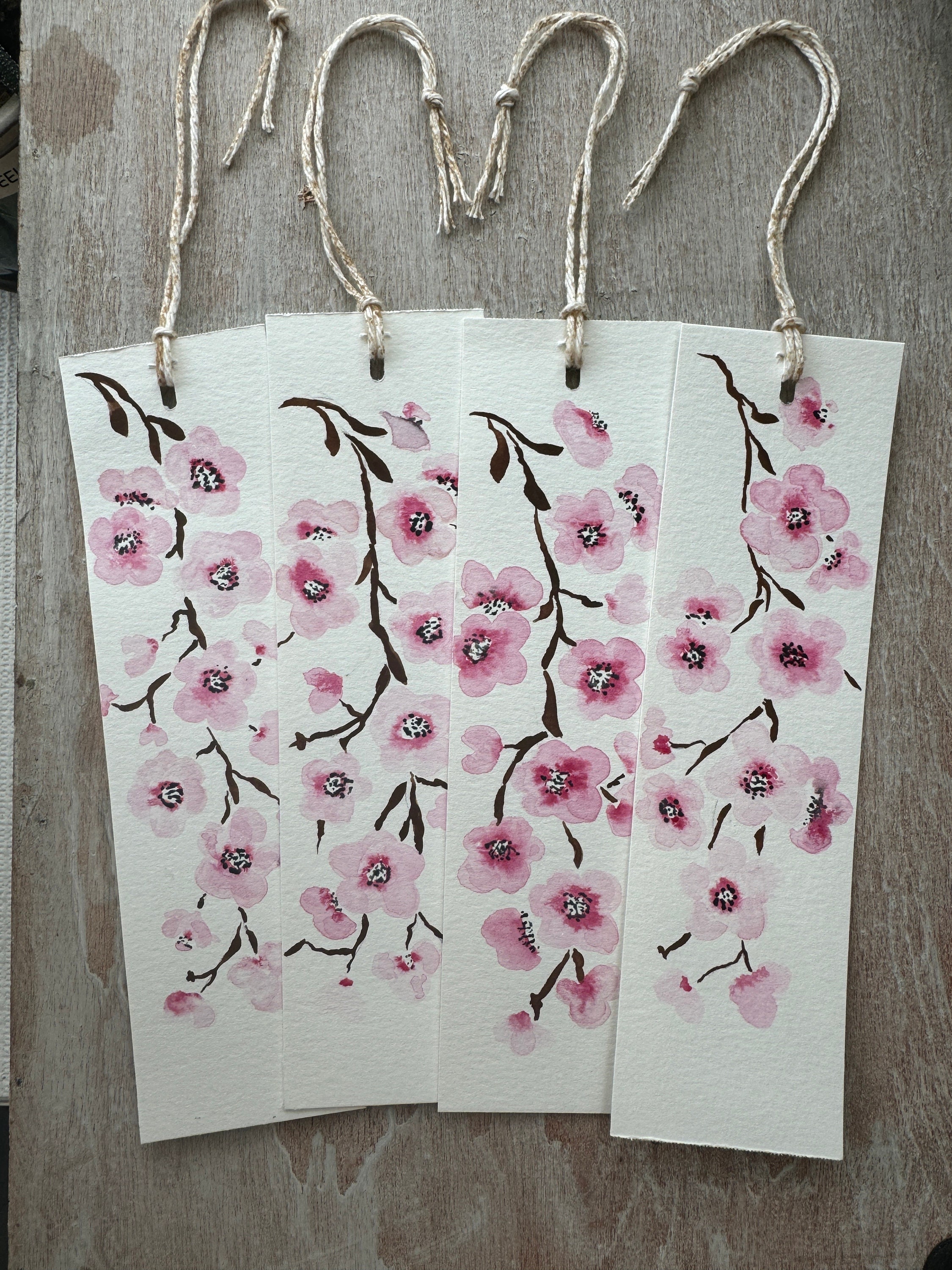 Hand-painted Bookmark, Watercolor Japanese Cherry Blossom Spring Book ...