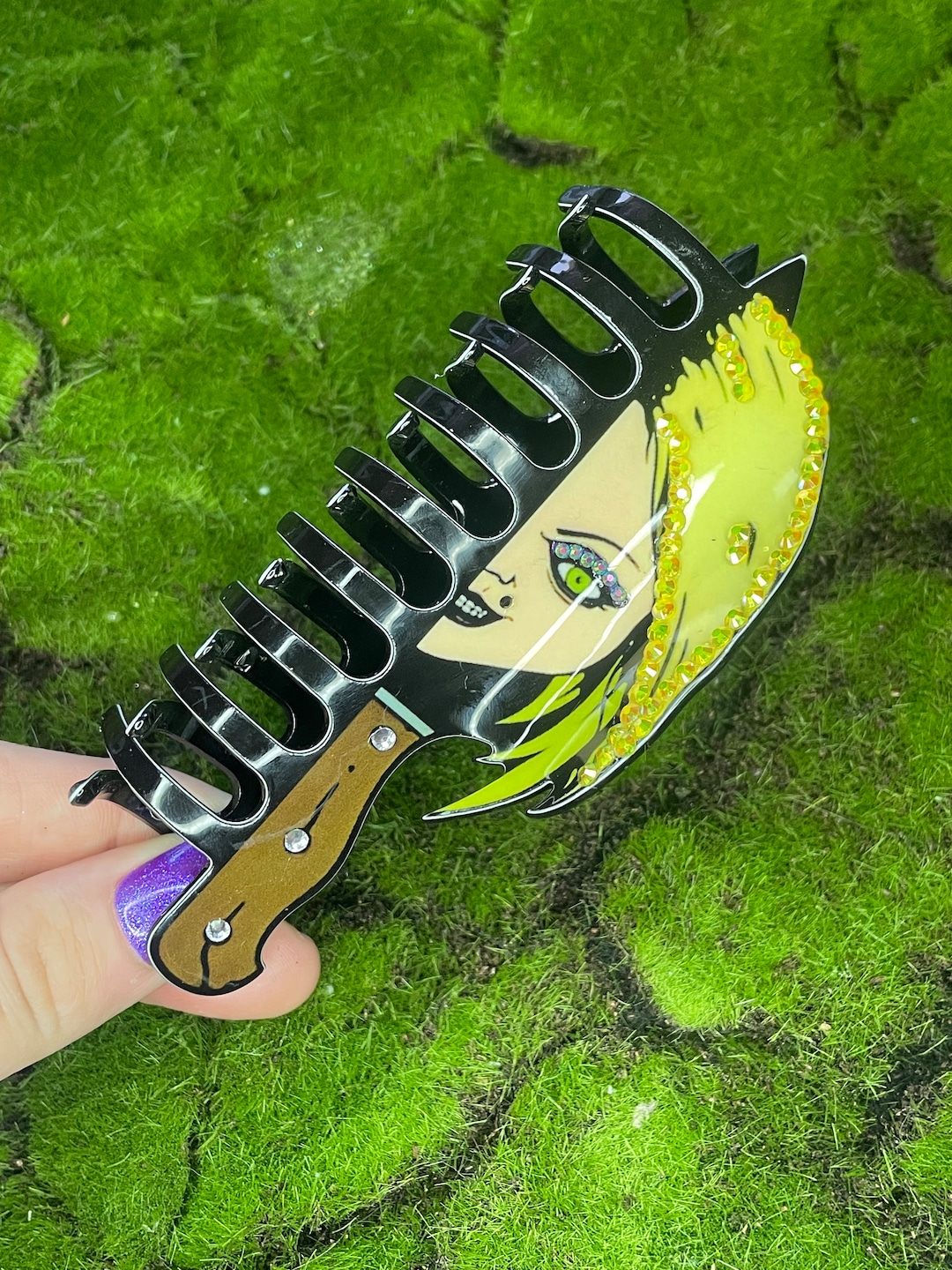 Rhinestoned Horror Hair Clips L Horror Hair Accessories L Chucky Hair ...