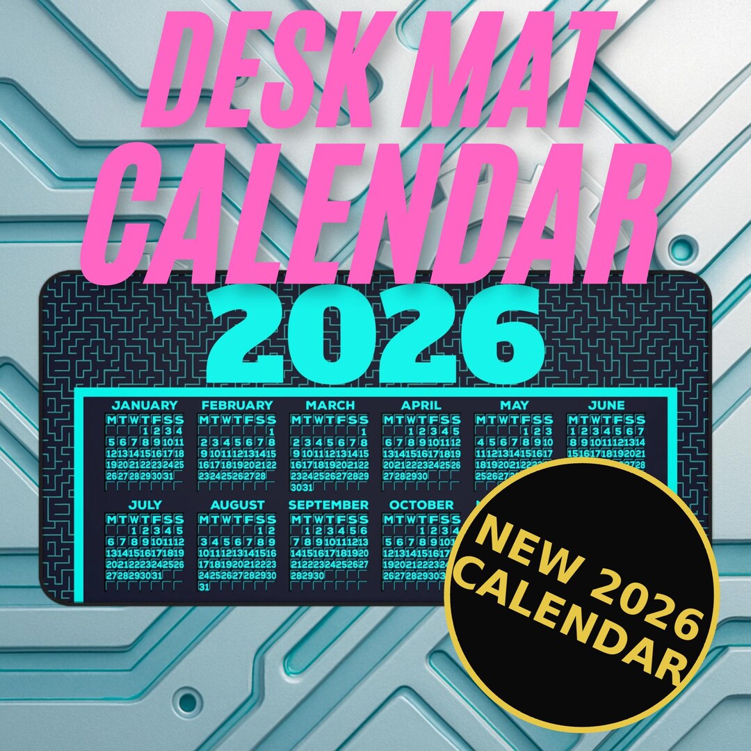 2026 Calendar Desk Mat 16" X 32": Dark Turquoise Print, Mouse Pad - Etsy