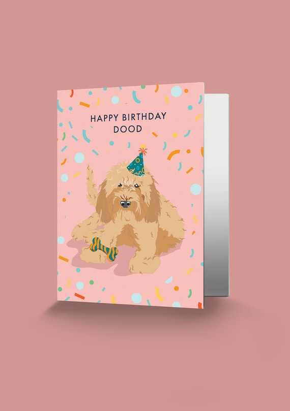 Happy Birthday Dood Goldendoodle Card | Etsy