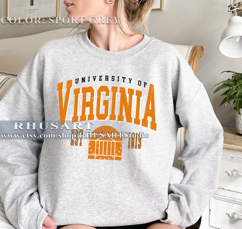 University of Virginia Vintage Style Sweatshirt, Virginia University ...