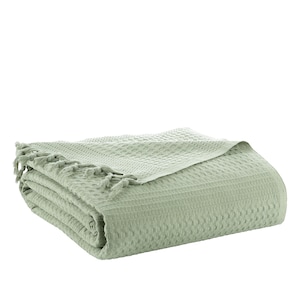 Sage Green Throw - Waffle Blanket - Large Sofa Throws - King Size ...