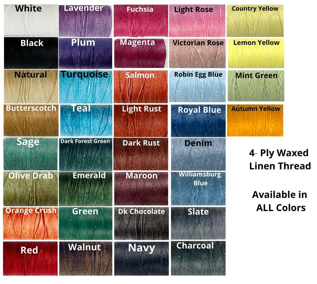 4-ply Waxed Linen Thread 5/10/15 Yards 36 Colors for Book Binding - Etsy