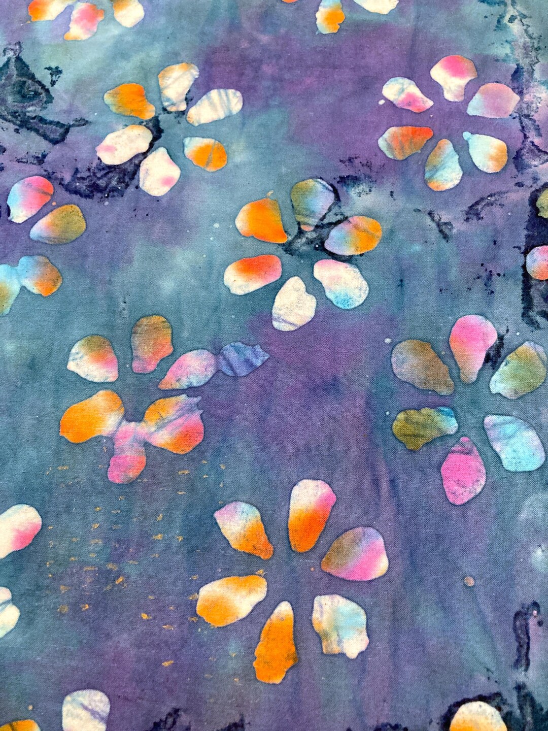 Book Cloth Blue Flower Batik Fabric Paper Backed Fabric to Make Hand ...