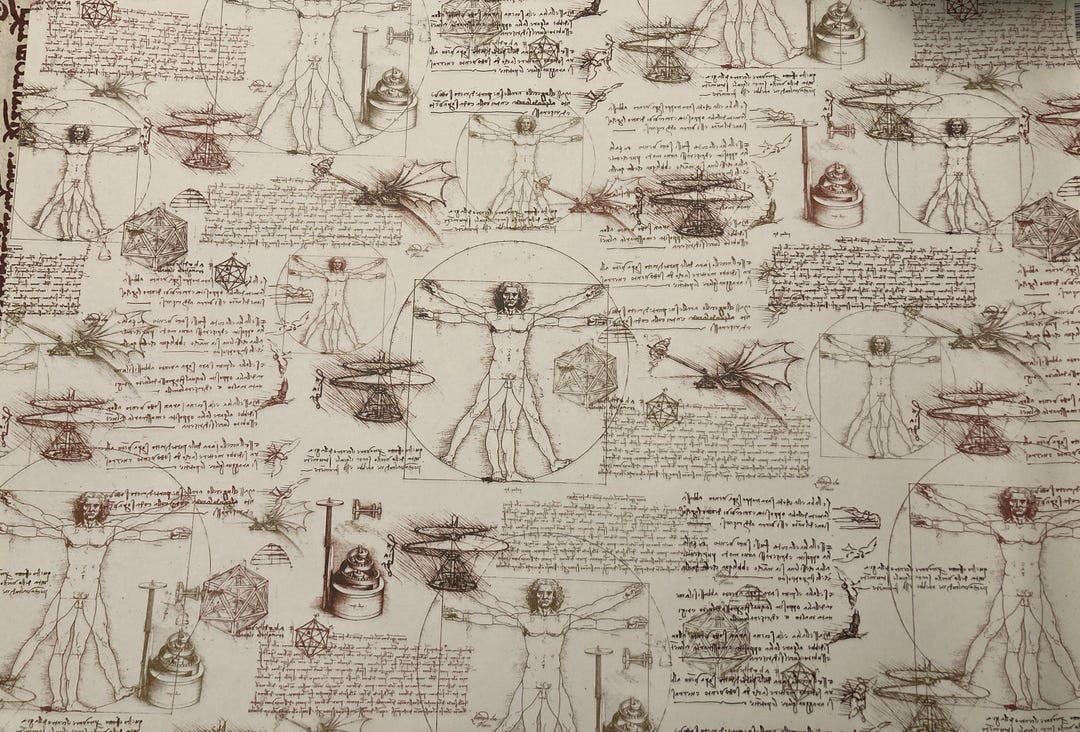 Vitruvian Man Da Vinci Sheet Paper, 19" X 2" Cream Light-weight Paper ...