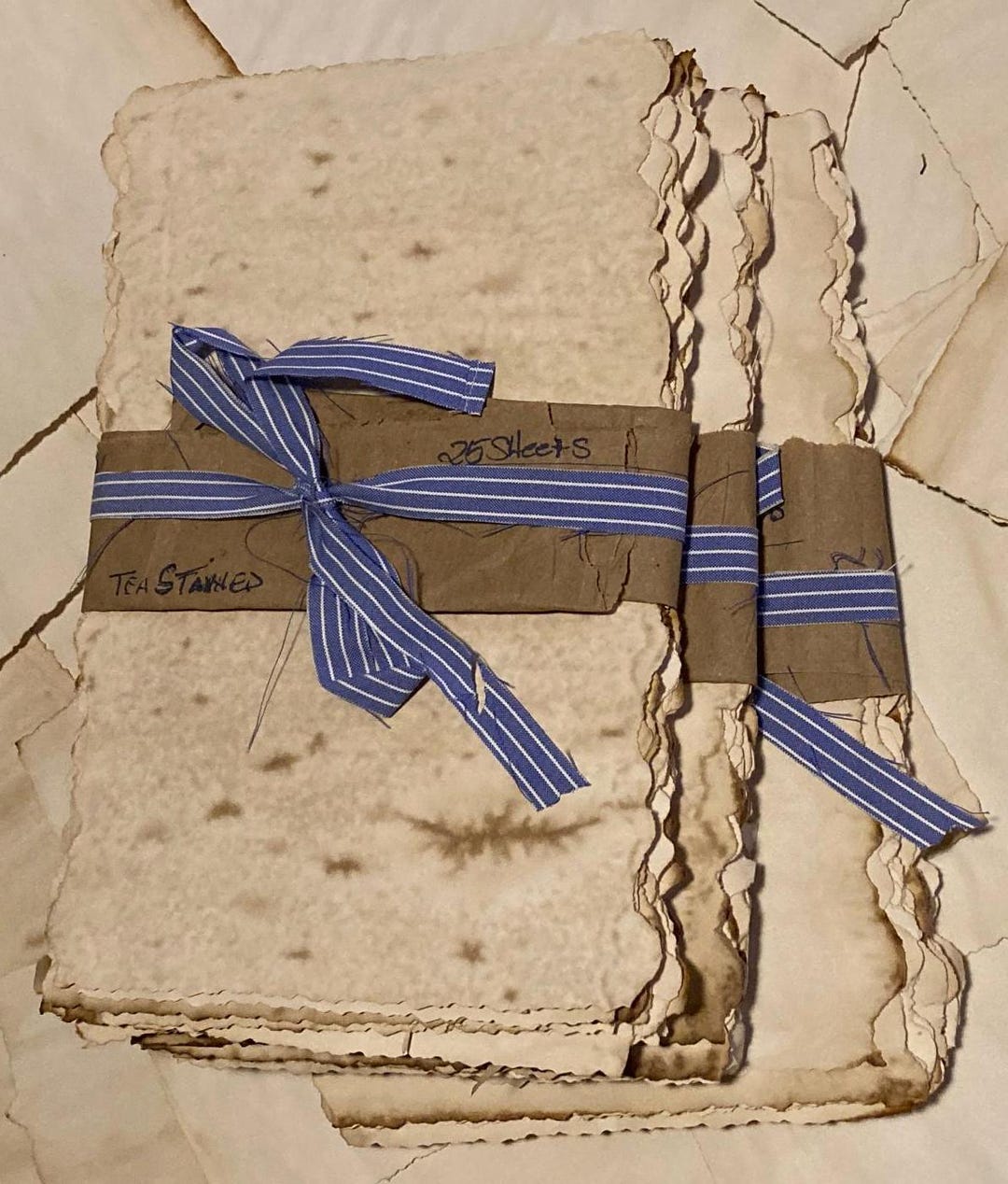 Distressed Eco-dyed Papers, Antiqued Tea Stained, Hand Torn Pages - Etsy