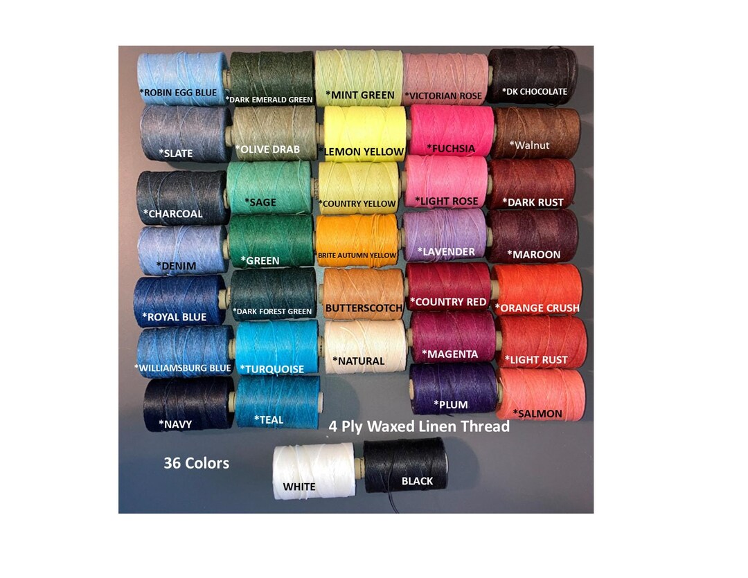 4-ply Waxed Linen Thread 5/10/15 Yards 36 Colors for Book Binding - Etsy