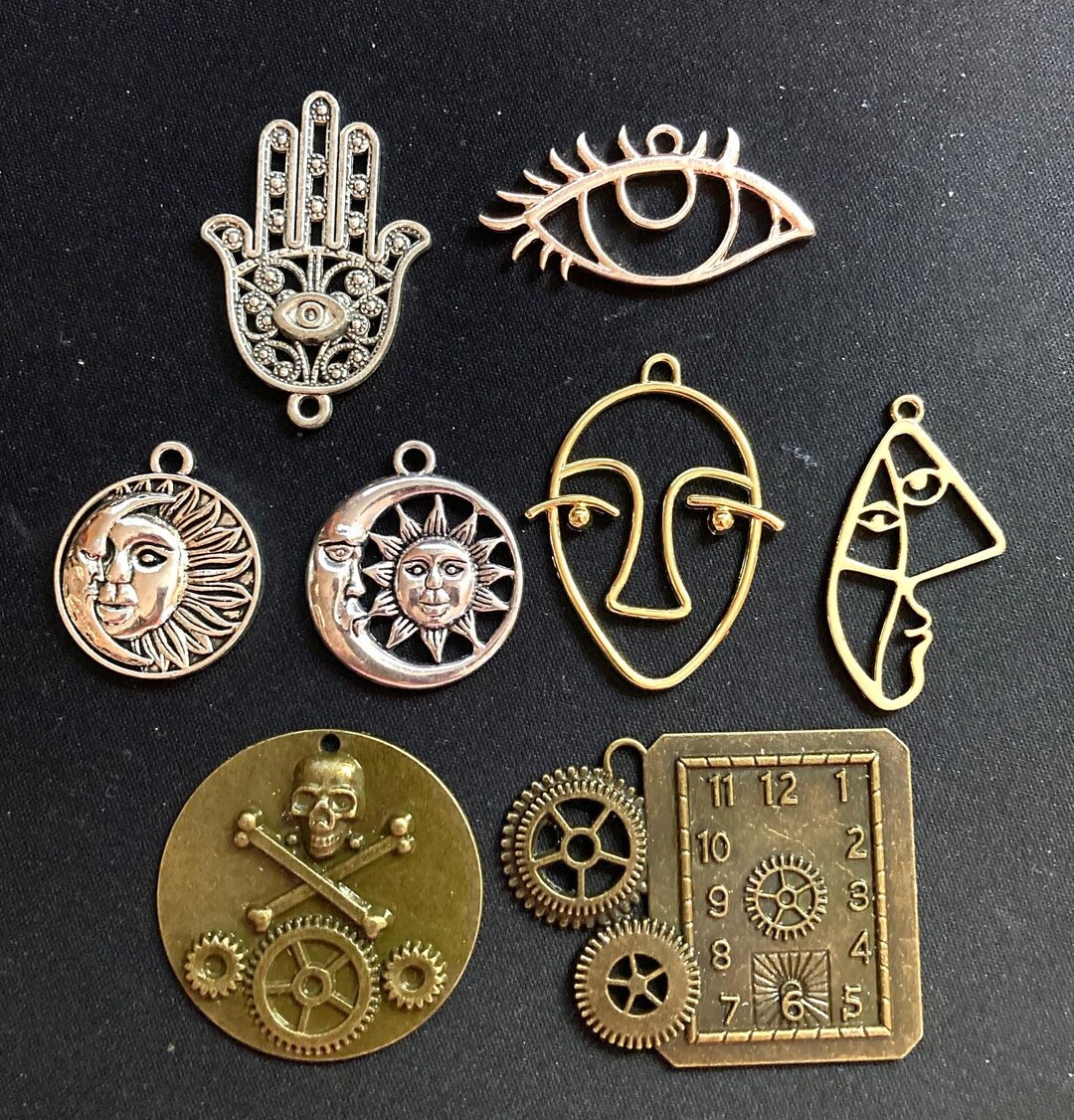 Charms, Sun and Moon, Henna Hand, Eye, Face, Stick Figure Face ...