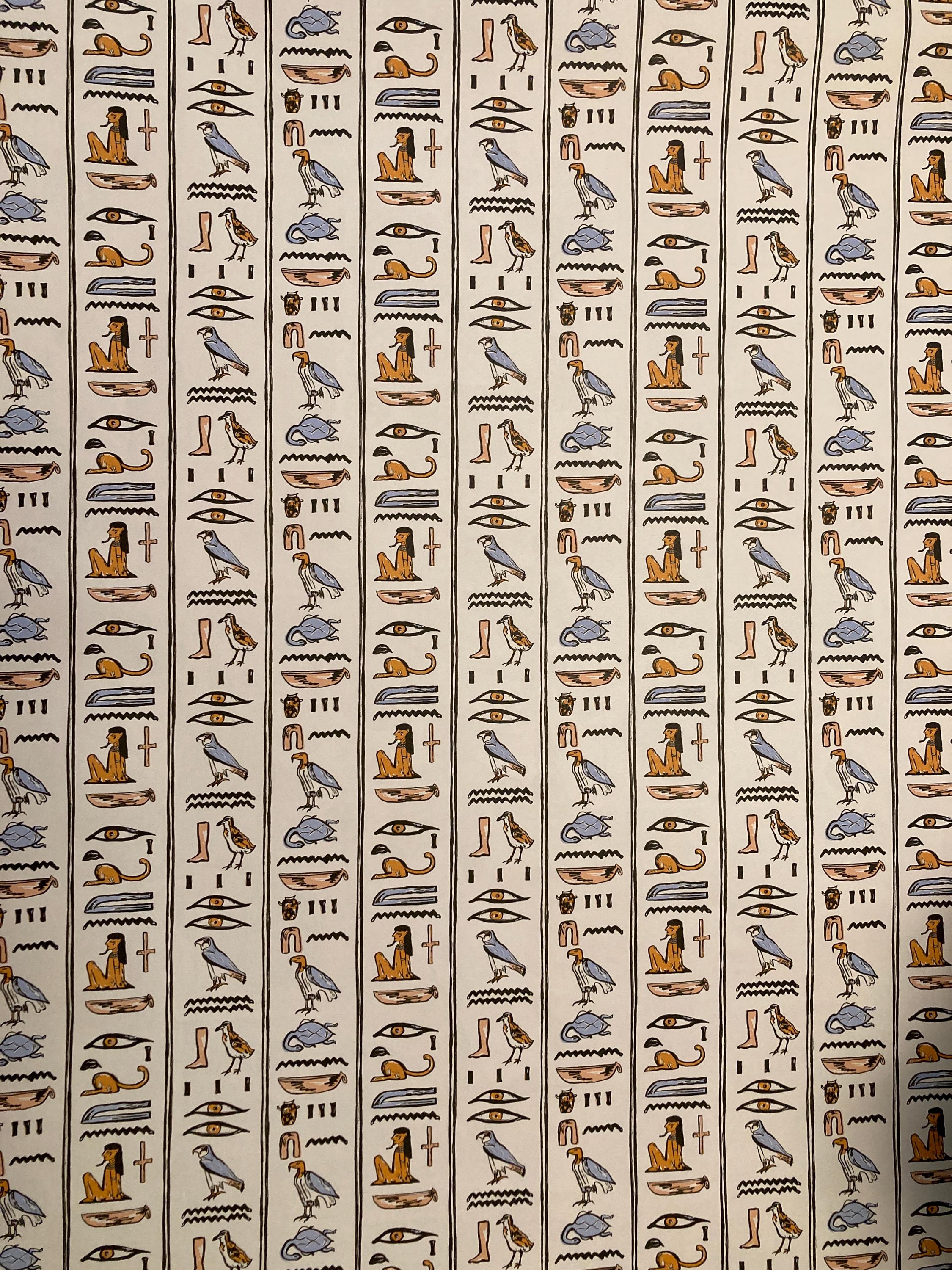 Egyptian Hieroglyphs Paper, 19" X 26" Cream Background, Light-weight ...