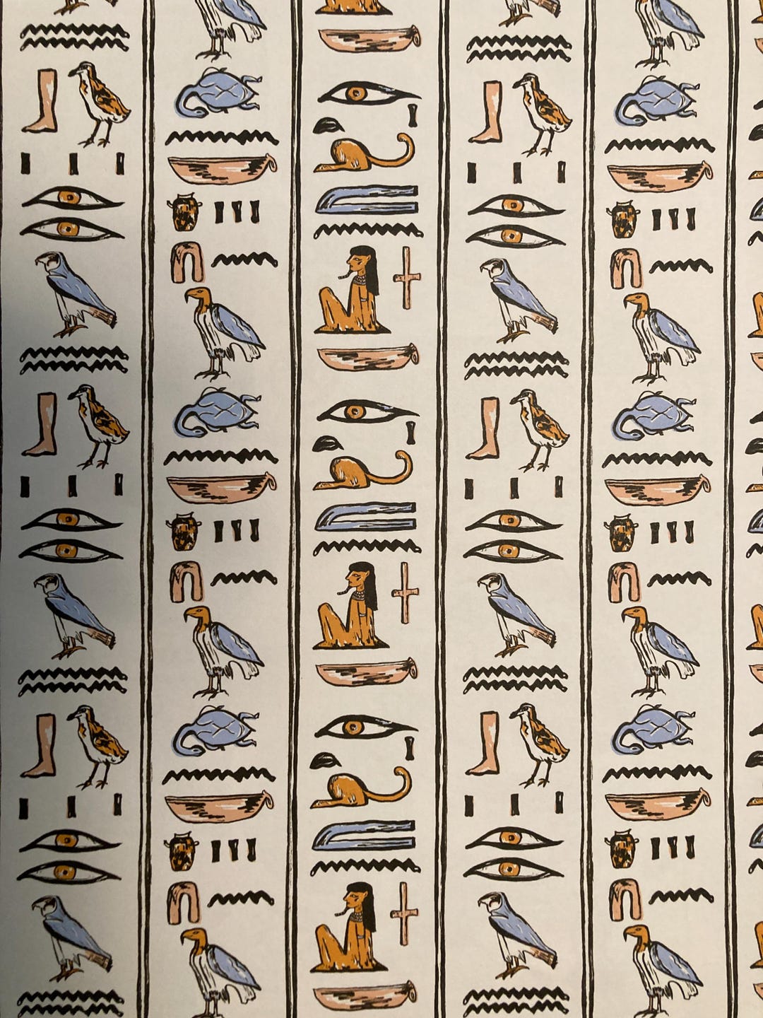 Egyptian Hieroglyphs Paper, 19" X 26" Cream Background, Light-weight ...