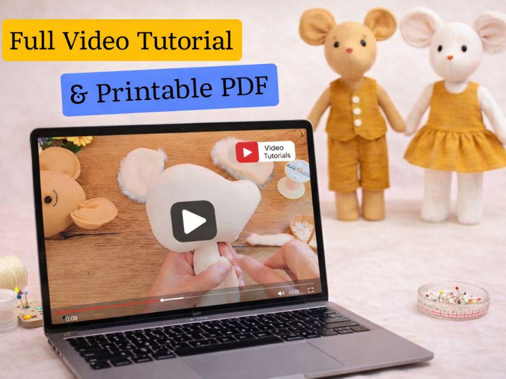 Mouse Doll Sewing Pattern – Male Body & Clothes | PDF Pattern + Video ...