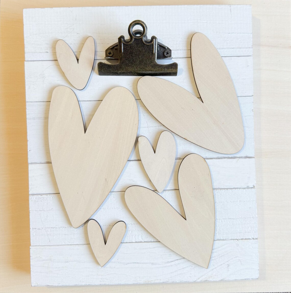 Assorted Drawn Heart Wooden Cutouts Set of 6- Hearts- Wood- Laser ...