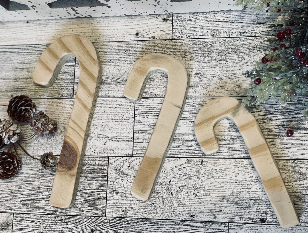 Unfinished Wooden Candy Cane Set - Etsy